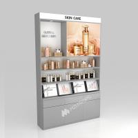 China Cosmetic Shop Stand  Grey Wooden Skincare Cabinet With Light Box For Cost-Effective Store Counter And Fashion-Forward Display Shelf for sale
