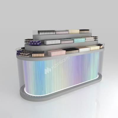 China Retail Display Showcase Grey Wooden Sample Island For Customized Shop Furniture And Luxury Display Cabinet for sale