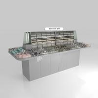 China Retail Display Stand Grey Wooden Sample Island For Customized Shop Fitting And Luxury Display Rack for sale