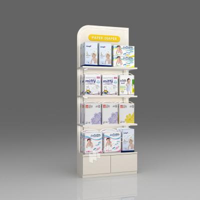 China Baby Shop Display Rack Irregular-Shaped Paper Products High Cabinet without Side Panels for Maternity Store Design for sale