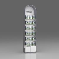 China Infant Formula Cabinet Single-sided Wooden Shelf  with LED Light Strips for Maternity Shop Interior Design for sale