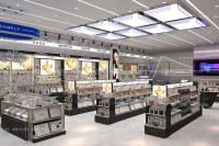 China Perfume Store Furniture Black Golden Series Skincare Store Shelf Luxury Shop Decoration and Store Design for sale