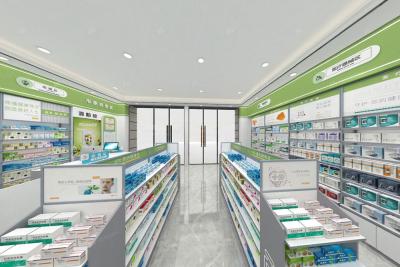 China 02-DYJYS009 Space-Saving Pharmacy Glass Shelves Pharmacy Furniture Medical Store for Drugstore Shop Display Design for sale