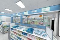 China 03-GJZYS005 Customized Steel Glass Pharmacy Showcase Drugstore Store Decoration Gondola For Pharmacy for sale