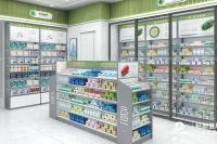 China 04-XDZYS013 Modern Professional Pharmacy Counter Display Wooden Pharmacy Shelves for Drugstore Store Design for sale