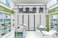 China 04-XDZYS013 Modern Professional Pharmacy Counter Display Wooden Pharmacy Shelves for Drugstore Store Design for sale