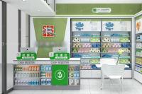 China 04-XDZYS013 Modern Professional Pharmacy Counter Display Wooden Pharmacy Shelves for Drugstore Store Design for sale