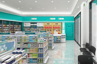 China 05-QWJYS003 Eco-Friendly Pharmacy Shop Counter Design Pharmacy Shelves for Medicine Shop Furniture for sale