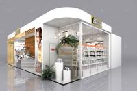 China Cosmetic Store Design Gold Rush Series Case 85sqm Perfume Shop Rack for Skincare Store Decoration for sale