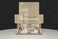 China Retail Shop Fitting Gold Rush Series Case 93sqm Cosmetic Display Design for Customized Store Display Furniture for sale