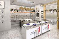 China Cosmetic Store Design Gold Rush Series Case 85sqm Perfume Shop Rack for Skincare Store Decoration for sale