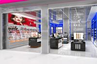China Beauty Store Interior Design Gold Rush Series Case 146sqm Cosmetic Store Decoration and  Beauty Display Cabinet for sale