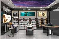 China Skincare Shop Interior Design Gold Rush Series Case for Cosmetic Shop Decoration for sale