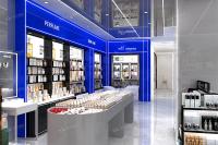 China Beauty Store Interior Design Gold Rush Series Case 146sqm Cosmetic Store Decoration and  Beauty Display Cabinet for sale