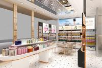 China Gold Rush Series Case 54sqm Makeup Display Showcase for Cosmetic Store Design for sale