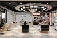 China Gold Rush Series Case 100sqm Perfume Shop Display for Cosmetic Shop Design for sale