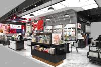 China Cosmetic Shop Decoration Gold Rush Series Skincare Kiosk Case 90sqm for Perfume Shop Furniture for sale