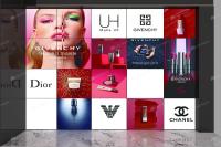 China Cosmetic Shop Decoration Gold Rush Series Skincare Kiosk Case 90sqm for Perfume Shop Furniture for sale