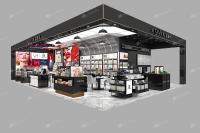 China Cosmetic Shop Decoration Gold Rush Series Skincare Kiosk Case 90sqm for Perfume Shop Furniture for sale