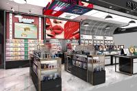 China Cosmetic Shop Decoration Gold Rush Series Skincare Kiosk Case 90sqm for Perfume Shop Furniture for sale