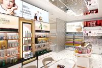 China Gold Rush Series Case 54sqm Makeup Display Showcase for Cosmetic Store Design for sale