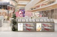 China BKC009 Customized Beauty Mall Kiosk Elegant Gray Kiosk Makeup Design Display for Cosmetic Store Decoration for sale