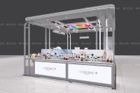 China BKC018 Luxury Cosmetic Mall Booth Space-Saving Makeup Kiosk Design for Perfume Shop Decoration for sale