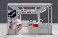 China BKC018 Luxury Cosmetic Mall Booth Space-Saving Makeup Kiosk Design for Perfume Shop Decoration for sale