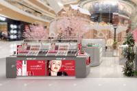 China BKC009 Customized Beauty Mall Kiosk Elegant Gray Kiosk Makeup Design Display for Cosmetic Store Decoration for sale