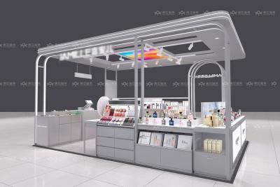 China BKC018 Luxury Cosmetic Mall Booth Space-Saving Makeup Kiosk Design for Perfume Shop Decoration for sale
