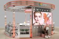 China BKC006 Branded Perfume Bar Kiosk Cosmetic Store Display Furniture Perfume Kiosk Stands for Mall for sale