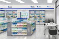 China 04-XDZYS008 Modern Pharmacy Counter Table Medicine Store Display Pharmacy Shelves For Pharmacy Shop Interior Design for sale