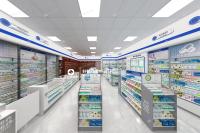 China 04-XDZYS008 Modern Pharmacy Counter Table Medicine Store Display Pharmacy Shelves For Pharmacy Shop Interior Design for sale
