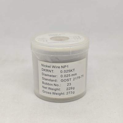 China Nickel Ni200 Ni201 Wire NP1 NP2 0.025 mm Ultra Thin Nickel Wire For High Temperature for sale