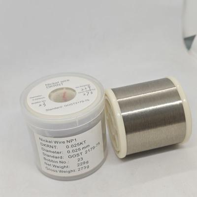 China GOST Russia Standard DKRNT Pure Nickel Wire NP1 NP2 0.025mm Ultra Thin Nickel Wire For Aerospace for sale