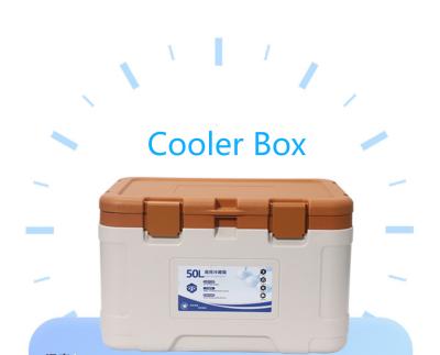 China Food PU Ice Cooler Box With Included Accessories Ice Packs And PU Included 50L Wheeled Hard Cooler Keeps Ice Camping Plastic Portable Picnic Ice Chest Cooler Box With Handle for sale
