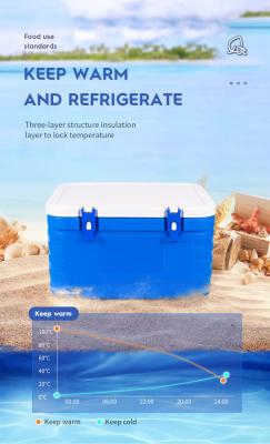 China FS-85L Blue Ice Cooler Box with Hinged Lid for Cold Chain Storage and Transportation for sale