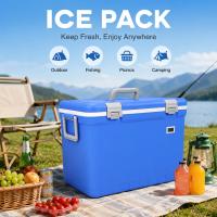 China 30L Portable Insulated Cooler Box With Complete Ice Pack Set  Leakproof Lock Lid Cooler For Camping Fishing Picnic Beach Outdoor Food & Drinks Storage for sale