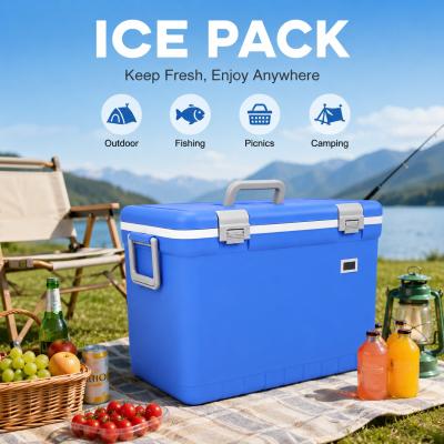China 30L Portable Insulated Cooler Box With Complete Ice Pack Set  Leakproof Lock Lid Cooler For Camping Fishing Picnic Beach Outdoor Food & Drinks Storage for sale