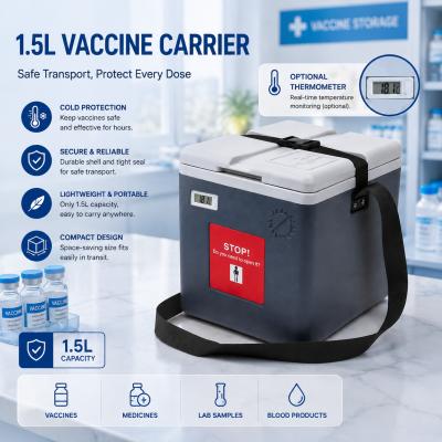 China 1.5 Liters Vaccine Cold Box Optional Temperature Display Portable Design Supporting Immunization Programs In Remote Areas for sale