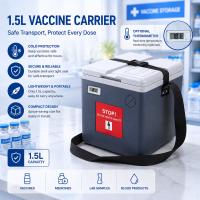 China Phefon CE ISO Qualified 1.5 Liters Vaccine Cooler Box Including Ice Pack For Safe Temperature-Controlled Vaccine Transportation for sale