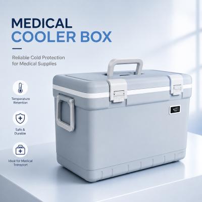 China Digital Temperature Display Medical Cooler Box Vaccine Cooler Box Customized Logo Robust Insulated Medical Transport Box for sale