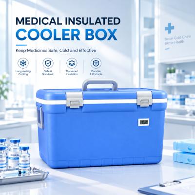 China Medical Cooler Box insulated container designed to maintain optimal temperature during medical sample transport and vaccine delivery for sale