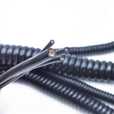 China Tinned Copper PUR Jacket 300V Rated Spiral Cable Spring Coiled Wire for Industrial Control for sale