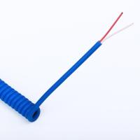 China PUR yellow green spiral cable, spring wire, coil cable for sale
