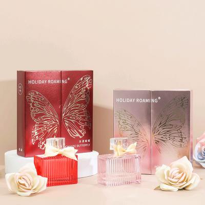 China Luxury Gold Foil Stamped Butterfly Wing Design Perfume Gift Box with Eco-Friendly Cardboard for sale