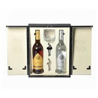China Luxurious Double‑Door Empty Wooden Wine Bottle Box, Custom Hardwood Wine Gift Storage Box for sale