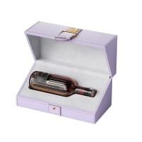 China Purple Leather Flip Top Liquor Gift Box With Handle Drawer Whiskey Box Wholesale for sale