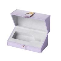 China Purple Leather Flip Top Liquor Gift Box With Handle Drawer Whiskey Box Wholesale for sale
