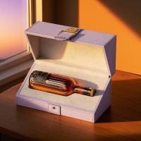 China Purple Leather Flip Top Liquor Gift Box With Handle Drawer Whiskey Box Wholesale for sale